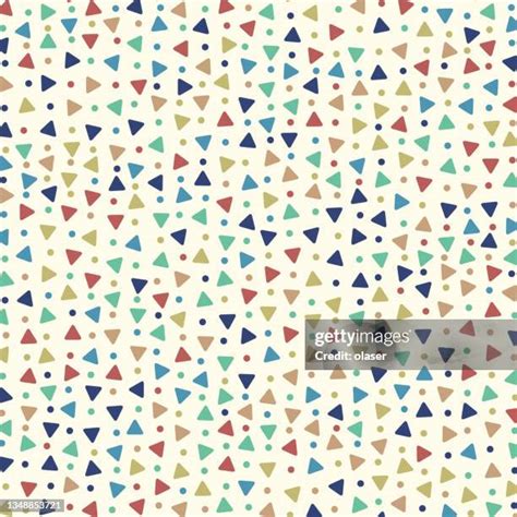 Retro Style Colorful Grid Pattern Of Rounded Triangles And Dots High