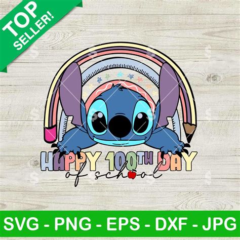 Stitch Happy 100 Days Of School Svg Stitch Graduation Svg Disney
