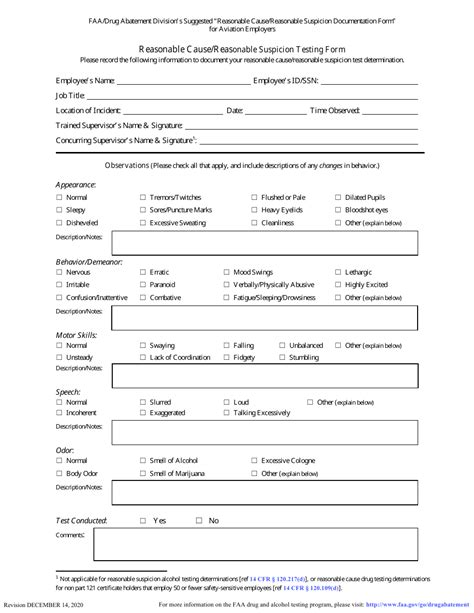 Reasonable Causereasonable Suspicion Testing Form Fill Out Sign