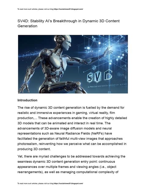 Sv4d Stability Ais Breakthrough In Dynamic 3d Content Generation