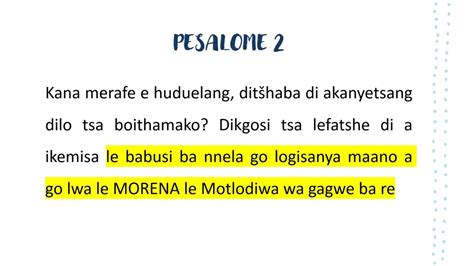 Beibele Ya Setswana Pesaleme 2 Youtube
