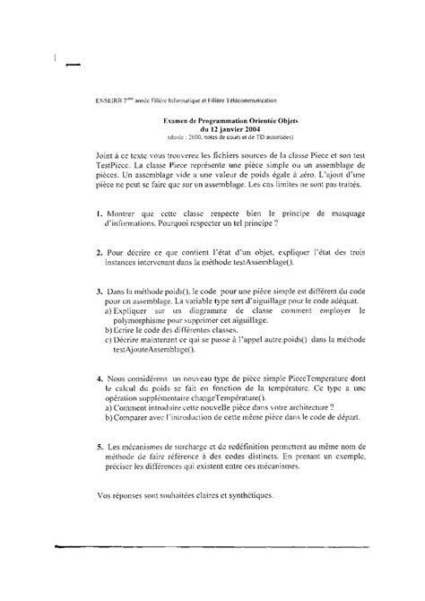 Exercices Sur La Programmation Orientée Des Objets 3 Docsity