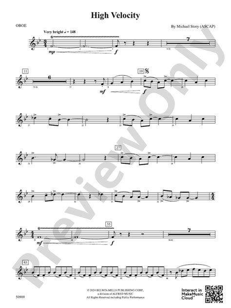 High Velocity Oboe Oboe Part Digital Sheet Music Download