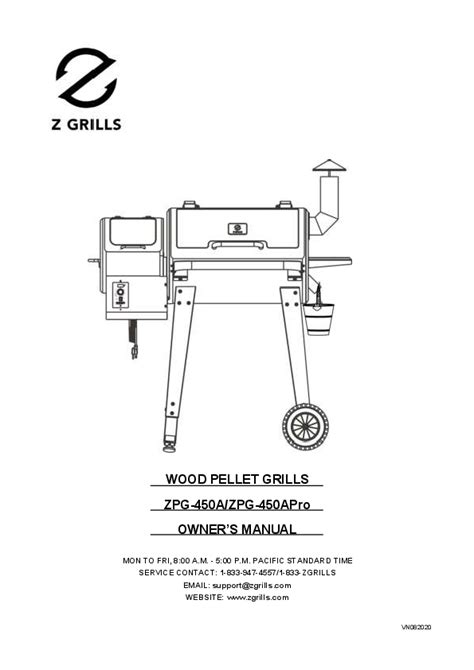 Z Grills Zpg 450a Wood Pellet Grills Owners Manual