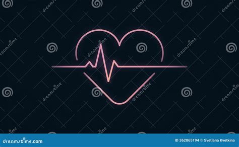A Glowing Heart Shape With An Electrocardiogram Line Pulsating Stock