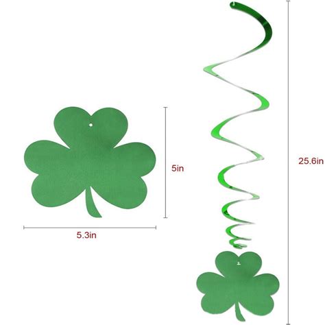 St Saint Patricks Day Decorations Shamrock Green Swirl 18pcs St