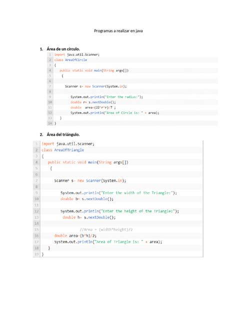 Programas A Realizar En Java 8vo Pdf