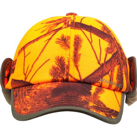 Orange Camouflage Hunting Cap With Flap Decathlon