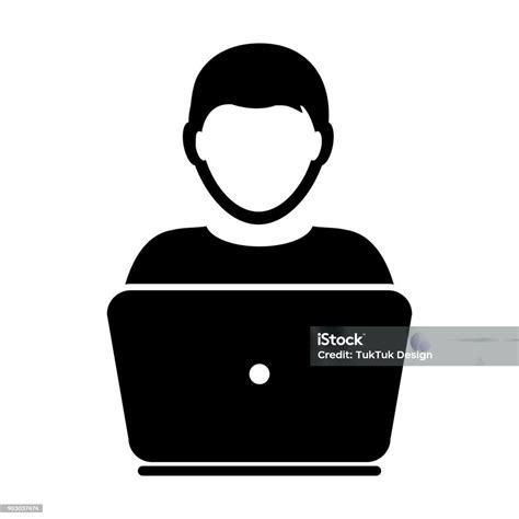 사용자 아이콘 벡터 문양 그림 기호에 비즈니스 및 온라인 통신 네트워크에 대 한 노트북 컴퓨터 남성 사람 프로필 아바타