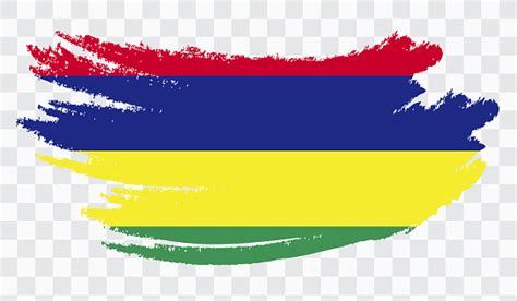 모리셔스 국기와 함께 그런 지 브러시 스트로크 수채화 그림 깃발 포스터 국기의 배너 스타일 수채화 그리기 투명한 배경에 격리된 벡터입니다 가리기에 대한 스톡 벡터 아트 및