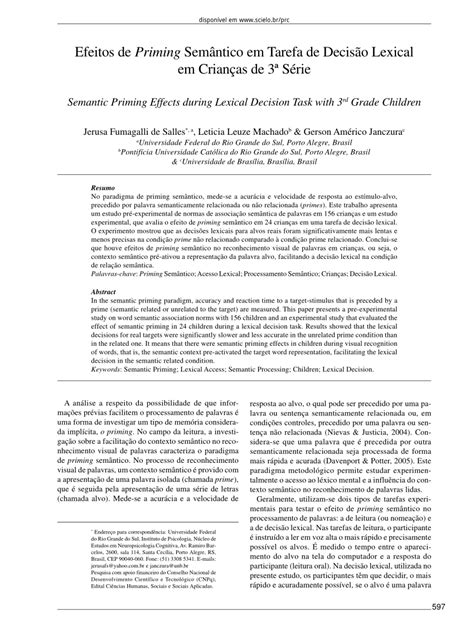Pdf Semantic Priming Effects During Lexical Decision Task With 3rd