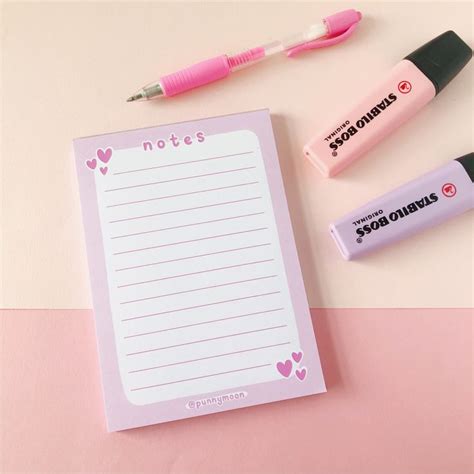 💖punnymoon Cute Heart Print Notepads Note Pad Design Cute