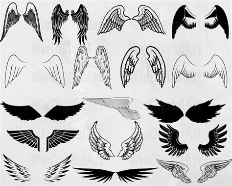 Wings Svg Wings Silhouette Wings Svg Bundle Wings Vector Wings