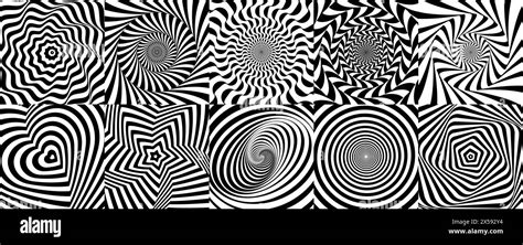Hypnotic Spiral Pattern And Psychedelic Hypnosis Swirls Vector Backgrounds Abstract Optical