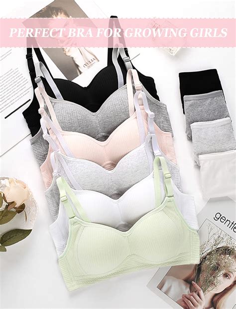 Preteen Bras 6 Pack Girls Padded Training Bras Crop Cami