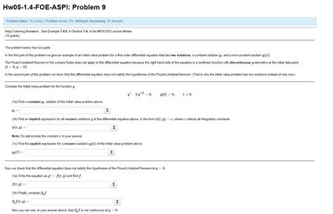 solved hw05 1 4 foe aspi problem 9 problem value 10