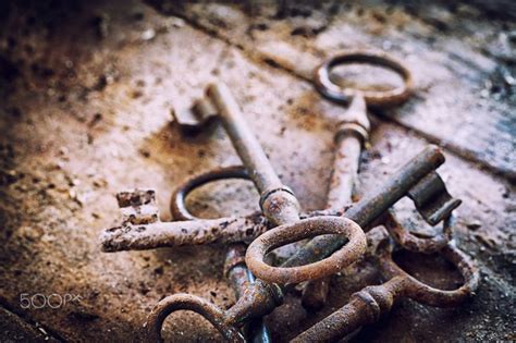 Old Rusty Keys On A Wooden Table Wooden Tables Wooden Rusty