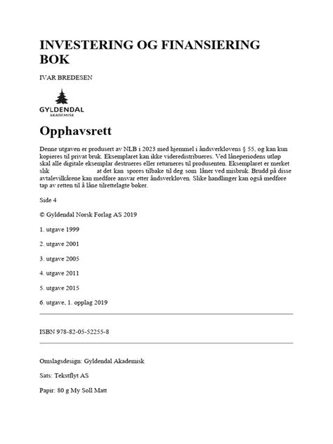 Investering Og Finansiering Bok Pdf