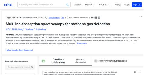Citation Report Multiline Absorption Spectroscopy For Methane Gas