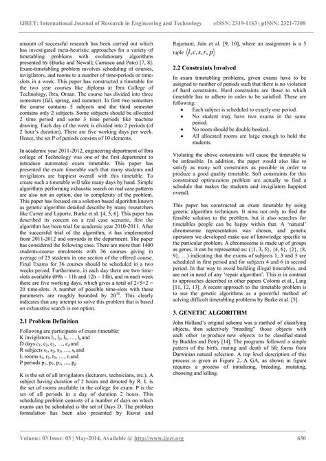 Exam Timetabling Problem Using Genetic Algorithm Pdf