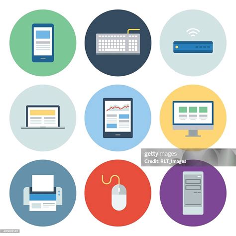 Computer Mobile Device Icons Circle Series High Res Vector Graphic
