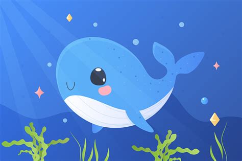 만화 스타일의 귀여운 고래 벡터 그림입니다 티셔츠 프린트 아동용 고래에 대한 스톡 벡터 아트 및 기타 이미지 고래 고래