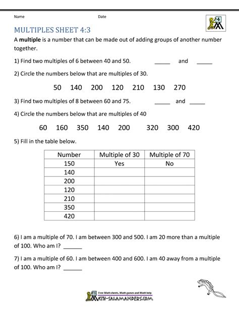Free Multiples Worksheet Grade 5 Download Free Multiples Worksheet Grade 5 Png Images Free