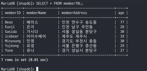 6주차 2 Mariadb 접속 및 기본 사용 실습