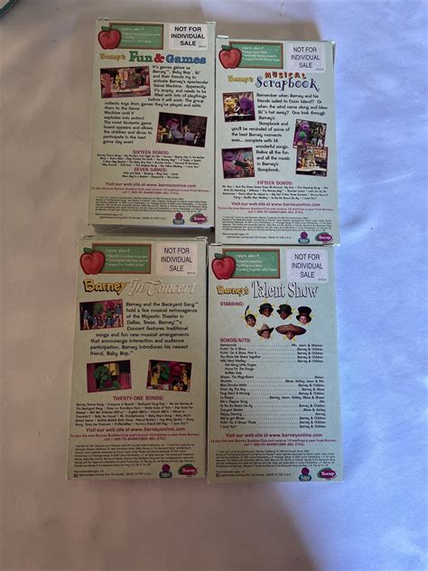 Barney Fun Tastic Value Pack Collection 4 Videos Vhs 2000 Lyrick White