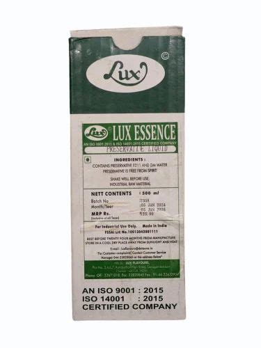 Lux Essence Preservative Liquid Packaging Size 500ml At ₹ 125litre