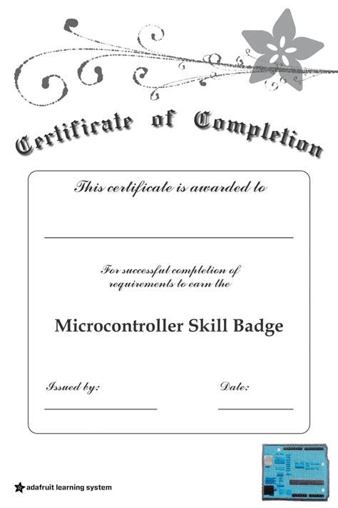 Certificate Of Completion Skill Badge Requirements Microcontrollers Adafruit Learning System