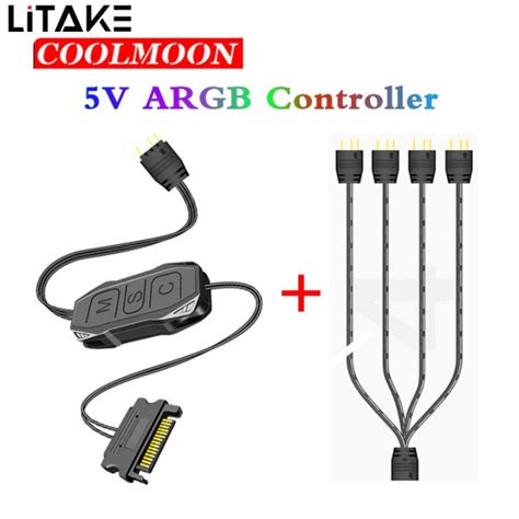 AR ARGB PC Fans Controller Kit ARGB Splitter V Pin To SATA AURA ARGB Fan Controller
