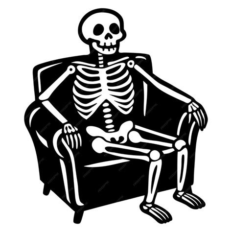 Premium Vector A Skeleton Sits In A Chair With A Skeleton On The Back