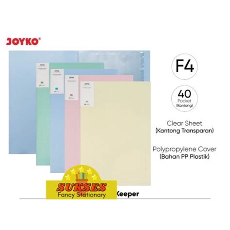 Jual Dkf440 Document Keeper Clear Holder Map File Dokumen Folder Joyko Pastel F4 Folio Isi 40