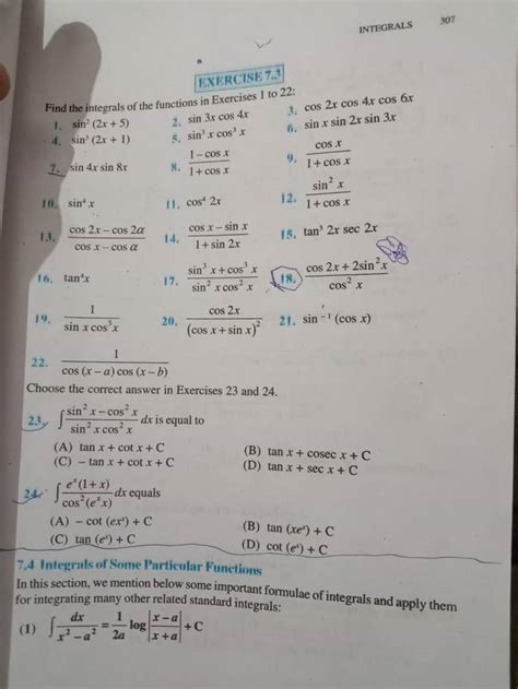 integrals exercise 7 3 find the integrals of the functions in exercises