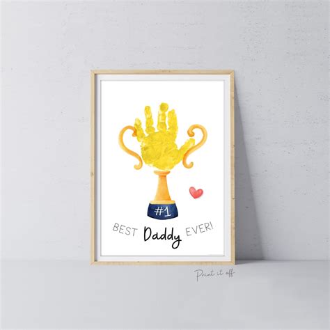 Trophy 1 Dad Daddy Handprint Art Craft First Fathers Day Award Cup