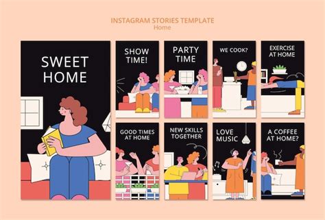 Passe Temps Dessiné à La Main à La Maison Histoires Instagram Psd