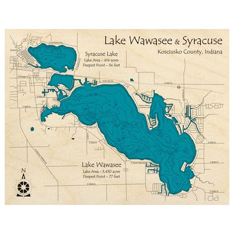 Lake Wawasee Indiana 3d Custom Wood Map Lake Art Llc