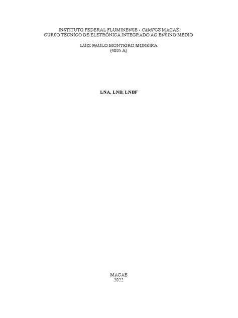 Lna Lnb Lnbf Pdf Barulho Eletromagnetismo