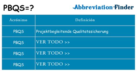 ¿qué Significa Pbqs Pbqs Definiciones Abreviatura Finder
