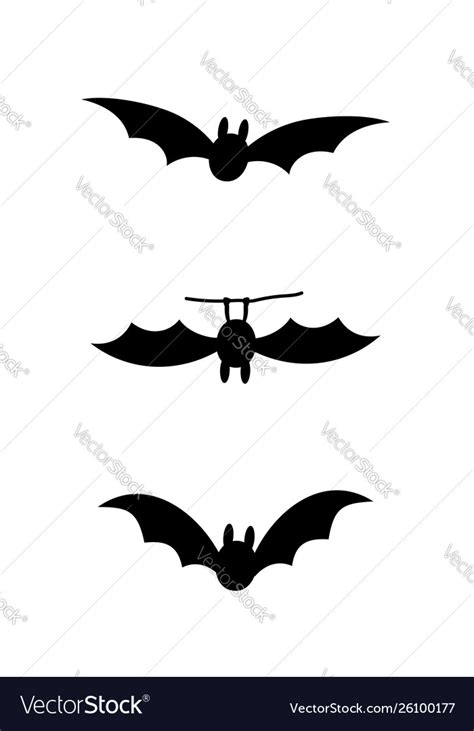Bats Icon Set Bat Black Silhouette With Wings Vector Image