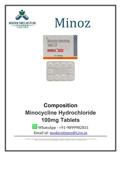 Minoz 100 Mg Tablets Packaging Size 1x10 At Best Price In New Delhi