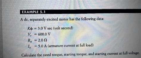 Solved A Dc Separately Excited Motor Has The Following Chegg