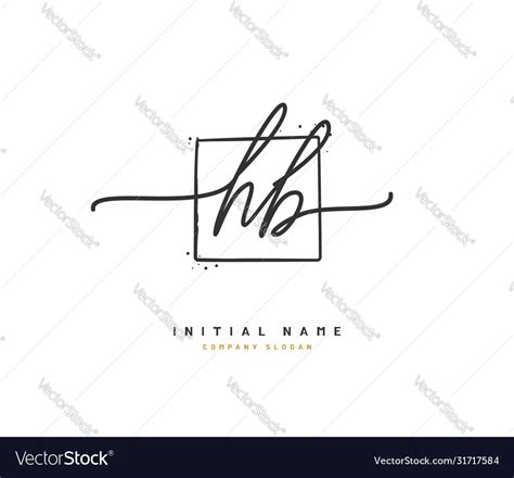 H b hb beauty initial logo handwriting Royalty Free Vector