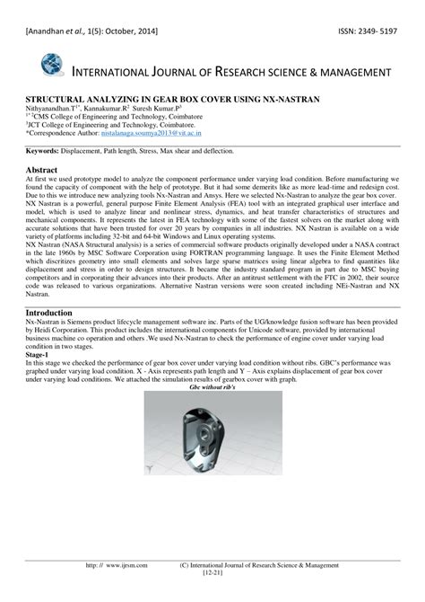 Pdf Structural Analyzing In Gear Box Cover Using Nx Nastran