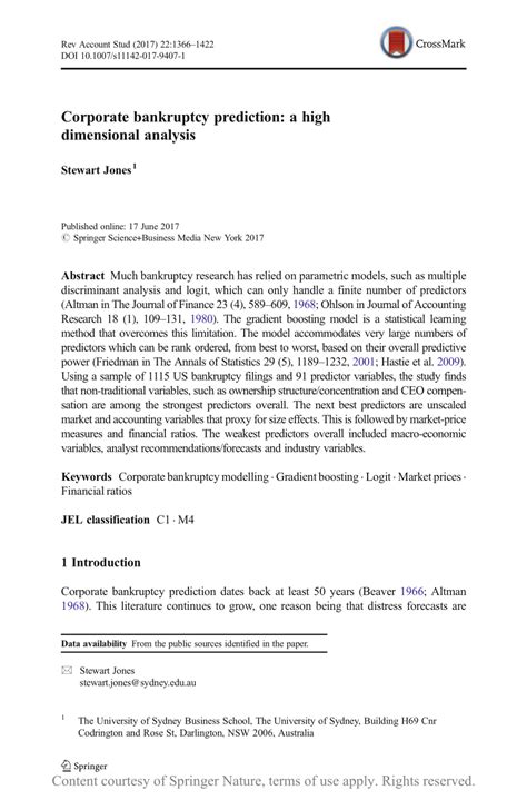 Corporate Bankruptcy Prediction A High Dimensional Analysis