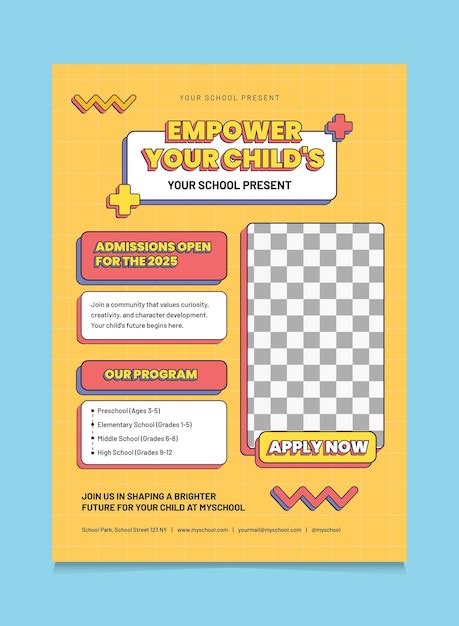 Premium Vector Retro Cute School Admission Poster