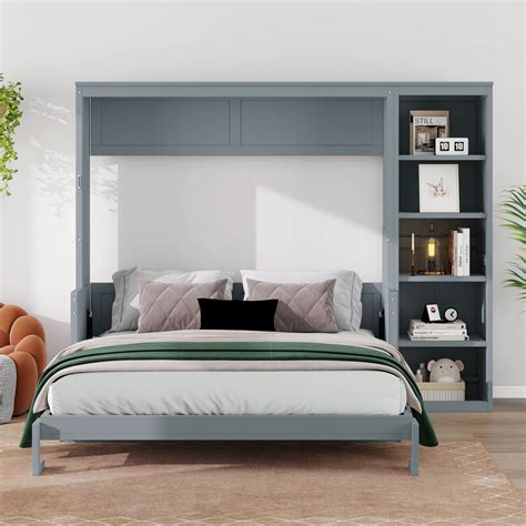 Latitude Run® Murphy Bed With Desk And Bookshelf Space Saving Design