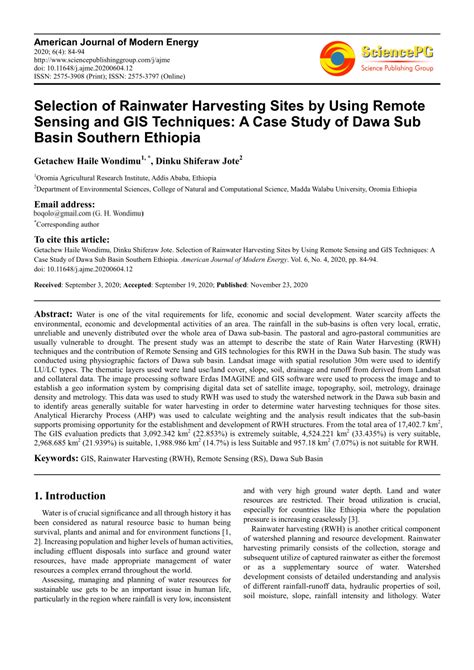 Pdf Selection Of Rainwater Harvesting Sites By Using Remote Sensing And Gis Techniques A Case