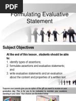 Formulating Evaluative Statements Final | PDF | Experience